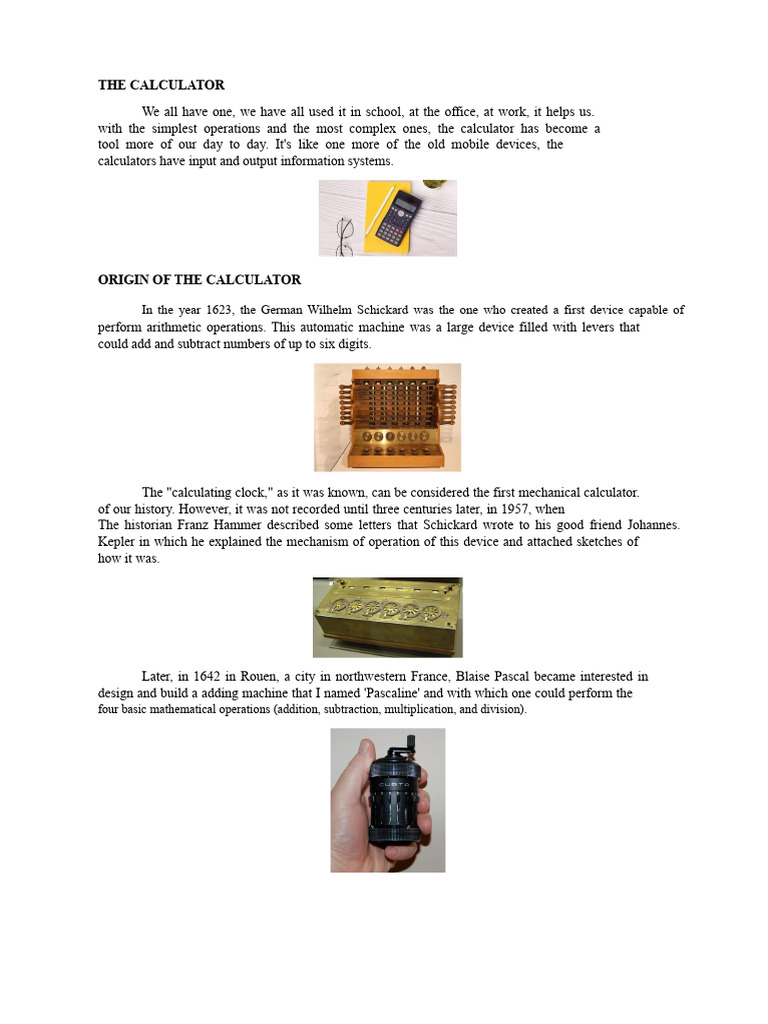 History and Evolution of Calculators | PDF | Calculator | Office Equipment