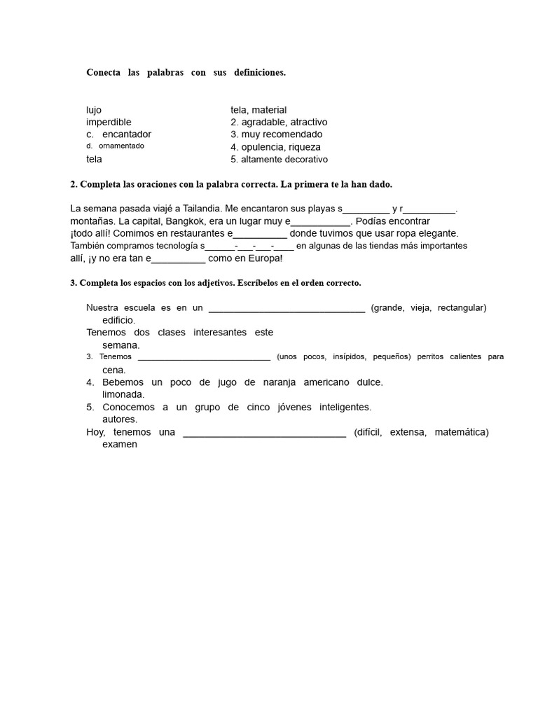 Ejercicios de gramática en español | PDF | Lingüística