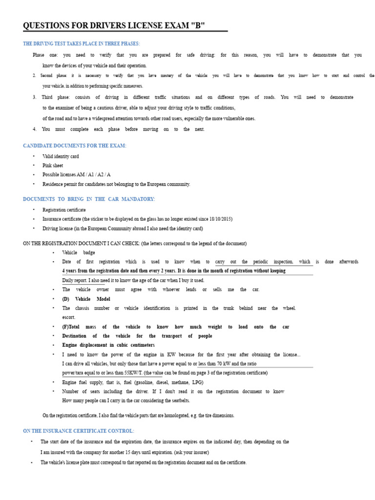 Driving License B Exam Questions | PDF | Vehicles | Land Vehicles