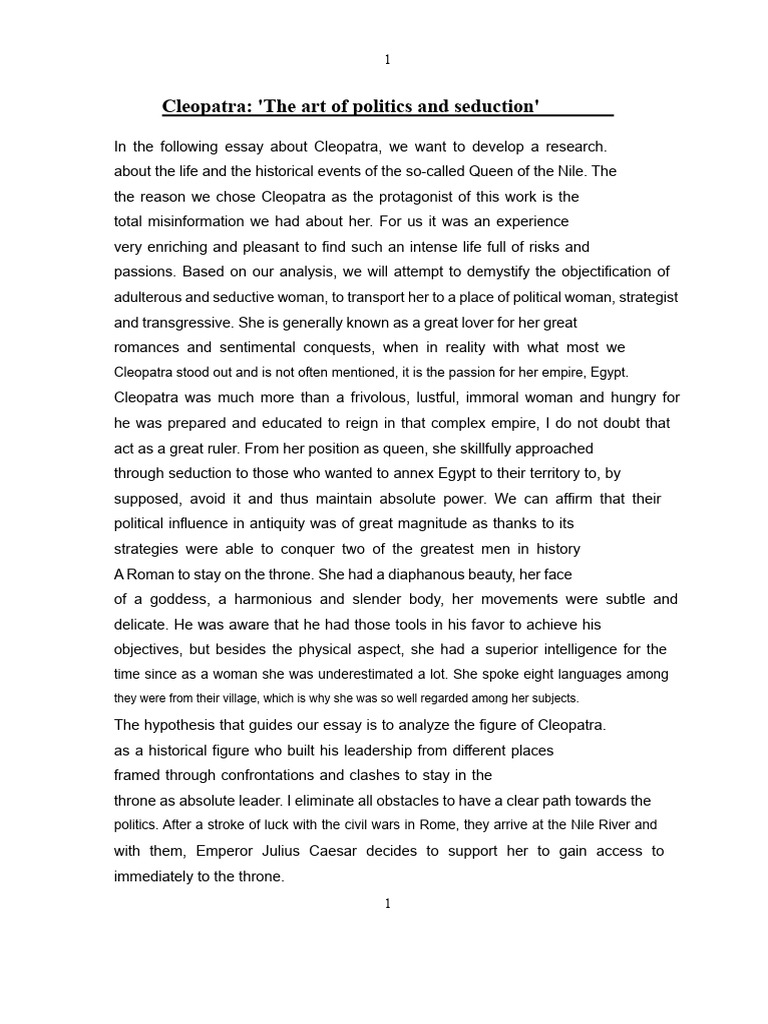 Cleopatra The Essay | PDF | Cleopatra | Mark Antony