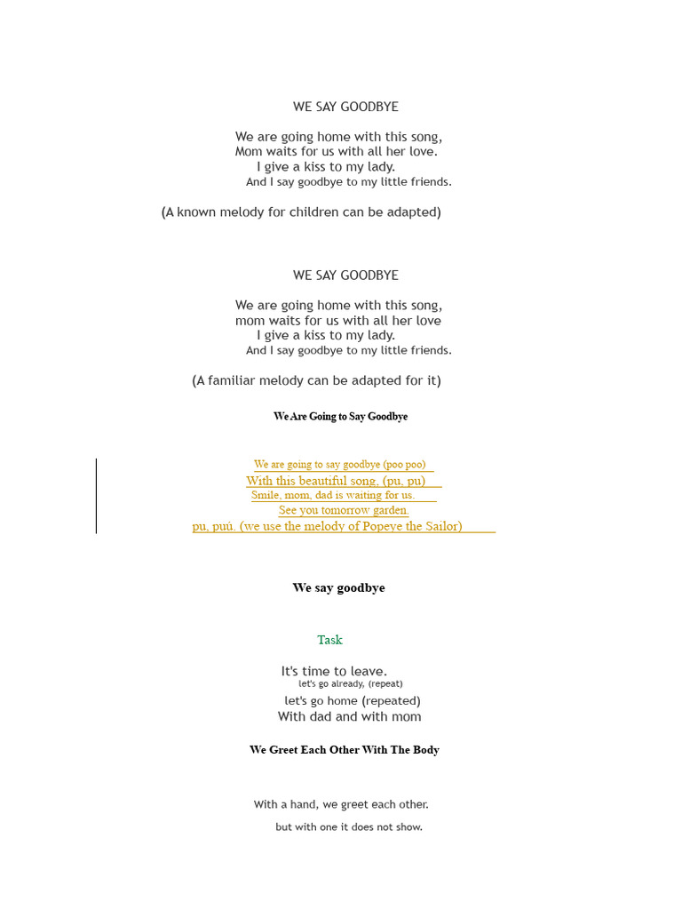 We Say Goodbye Song Lyrics | PDF