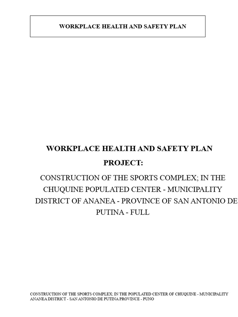 Health and Safety Plan for Sports Complex | PDF | Occupational Safety ...