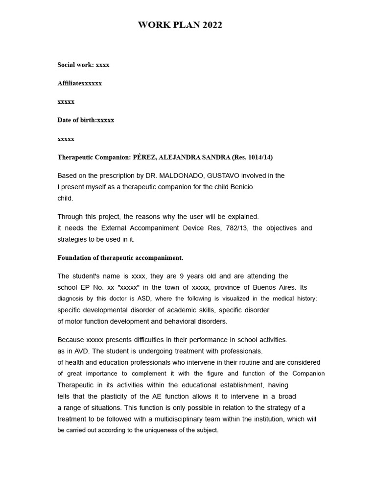 SCHOOL WORK PLAN Benicio | PDF | Behavioural Sciences | Psychological ...