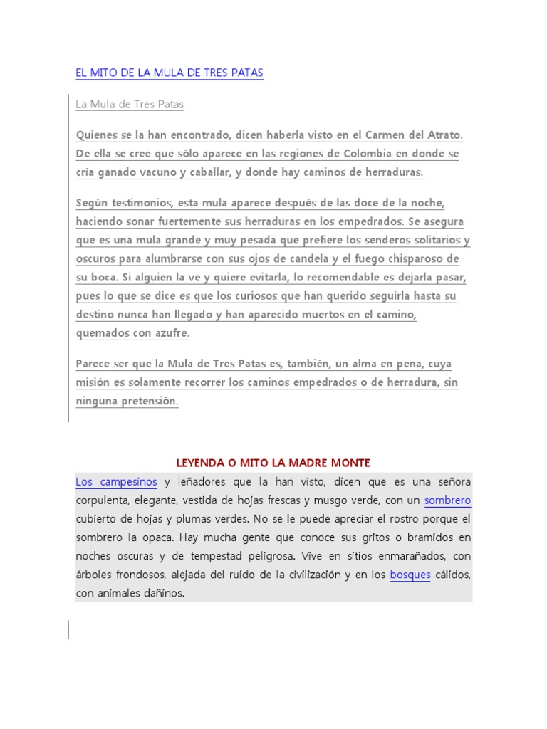 El Mito de La Mula de Tres Patas | PDF