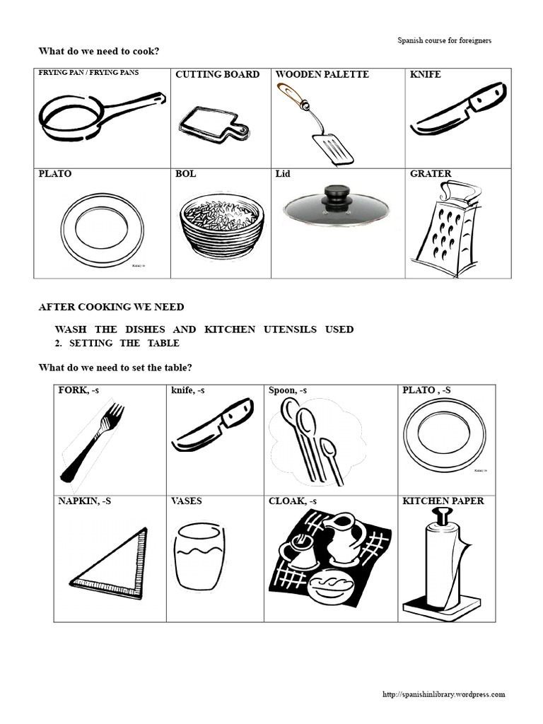 Vocabulary - Kitchen Utensils | PDF