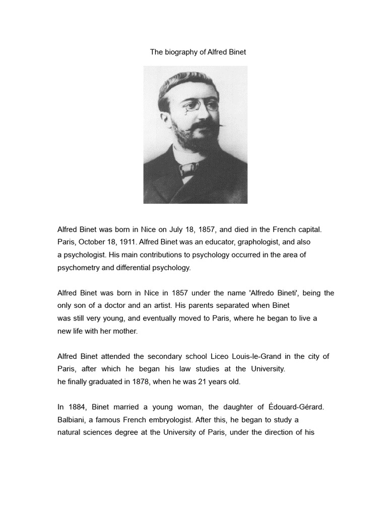 The Biography of Alfred Binet | PDF