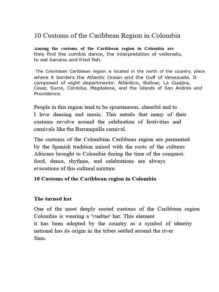 10 Customs of The Caribbean Region in Colombia. GABRIELA | PDF
