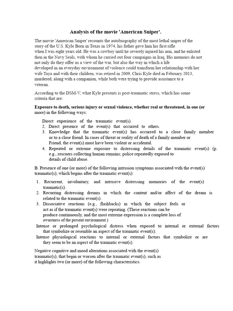 Analysis of The Movie Sniper | PDF | Psychological Trauma | Psychology