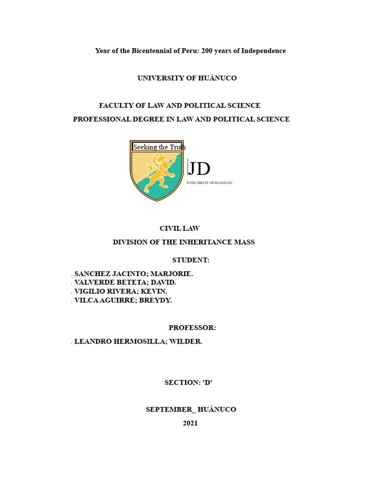Hereditary Demasa Indivision - Monograph | PDF | Inheritance | Will And ...