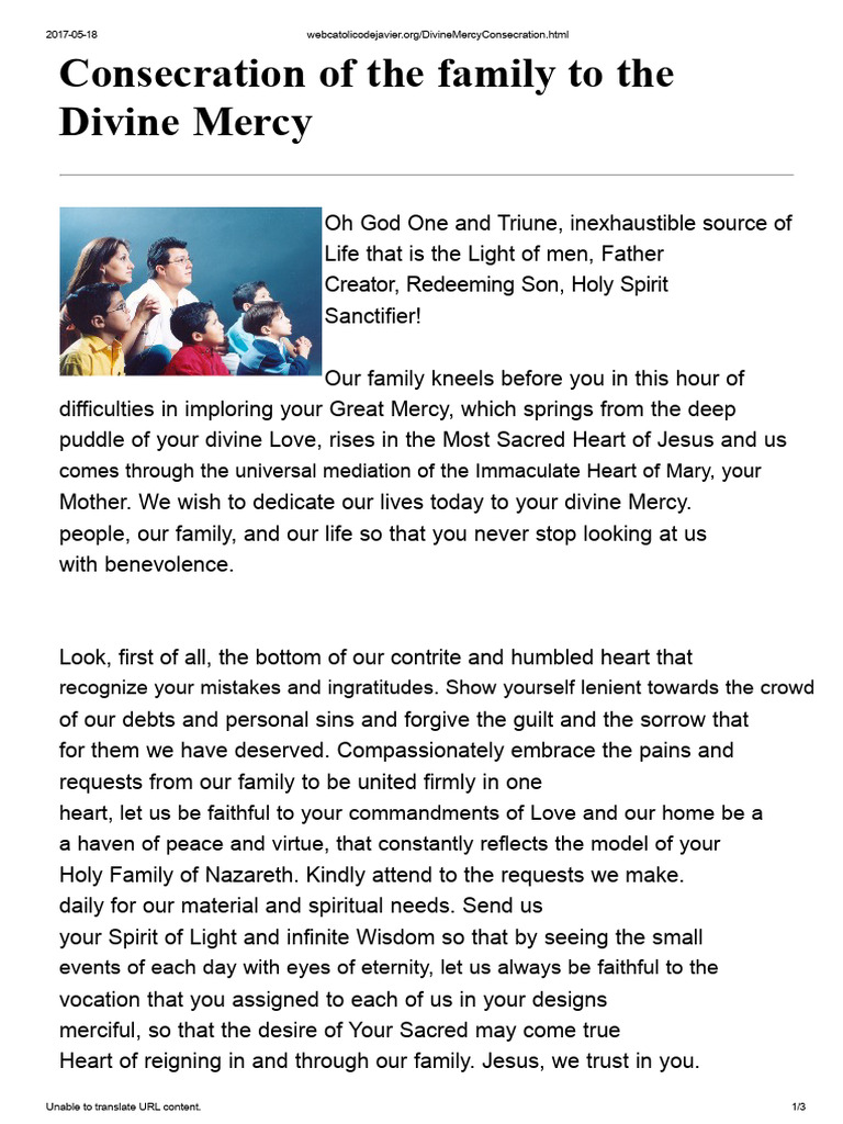 Family Consecration to Divine Mercy | PDF | Mercy | Systematic Theology