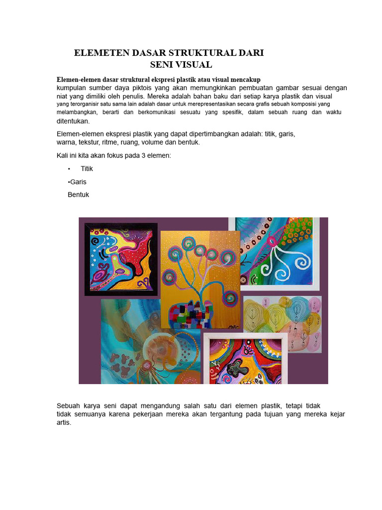 Elemen Dasar Seni Visual: Titik, Garis, Bentuk | PDF