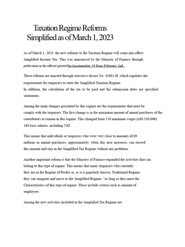 Simplified Regime and Traditional Regime | PDF | Taxes | Value Added Tax