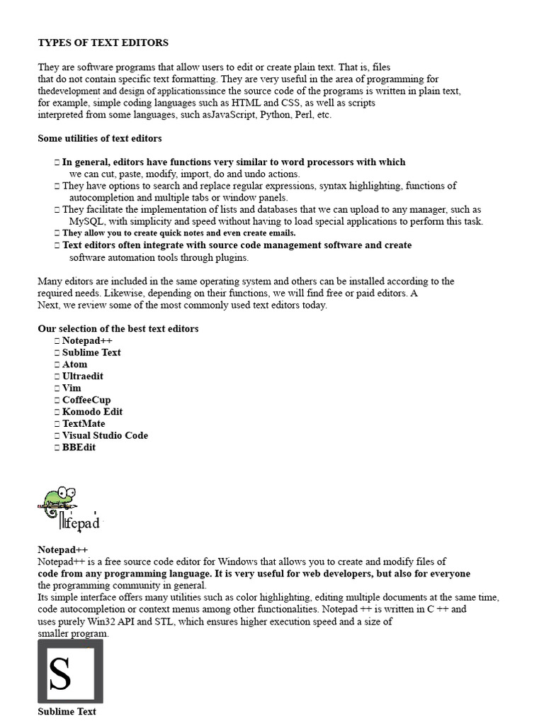 Types of Text Editors | PDF | Inca Empire | Taxonomy (Biology)