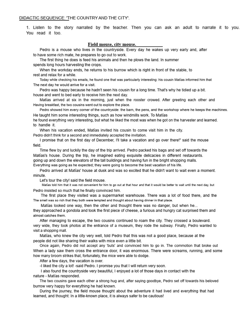 Didactic Sequence The Countryside and The City | PDF | Paragraph