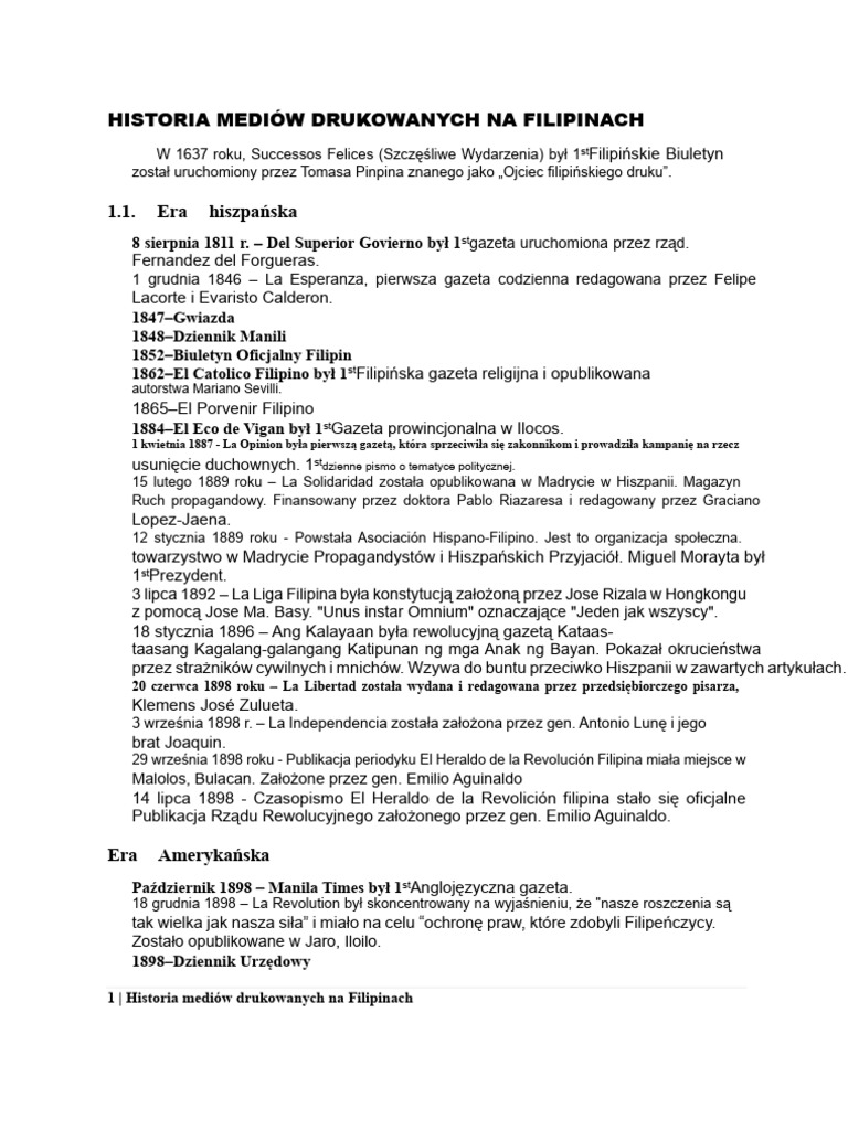 Historia Mediów Drukowanych Na Filipinach | PDF
