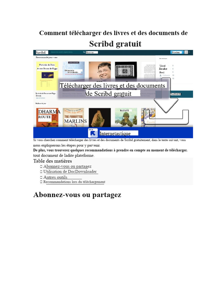 Télécharger Scribd Gratuitement : Guide Pratique | PDF | Fichier ...