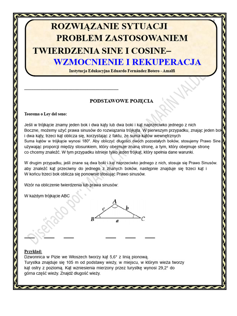 Rozwiązywanie Problemów Zastosowując Twierdzenia Sinusa I Cosinusa ...