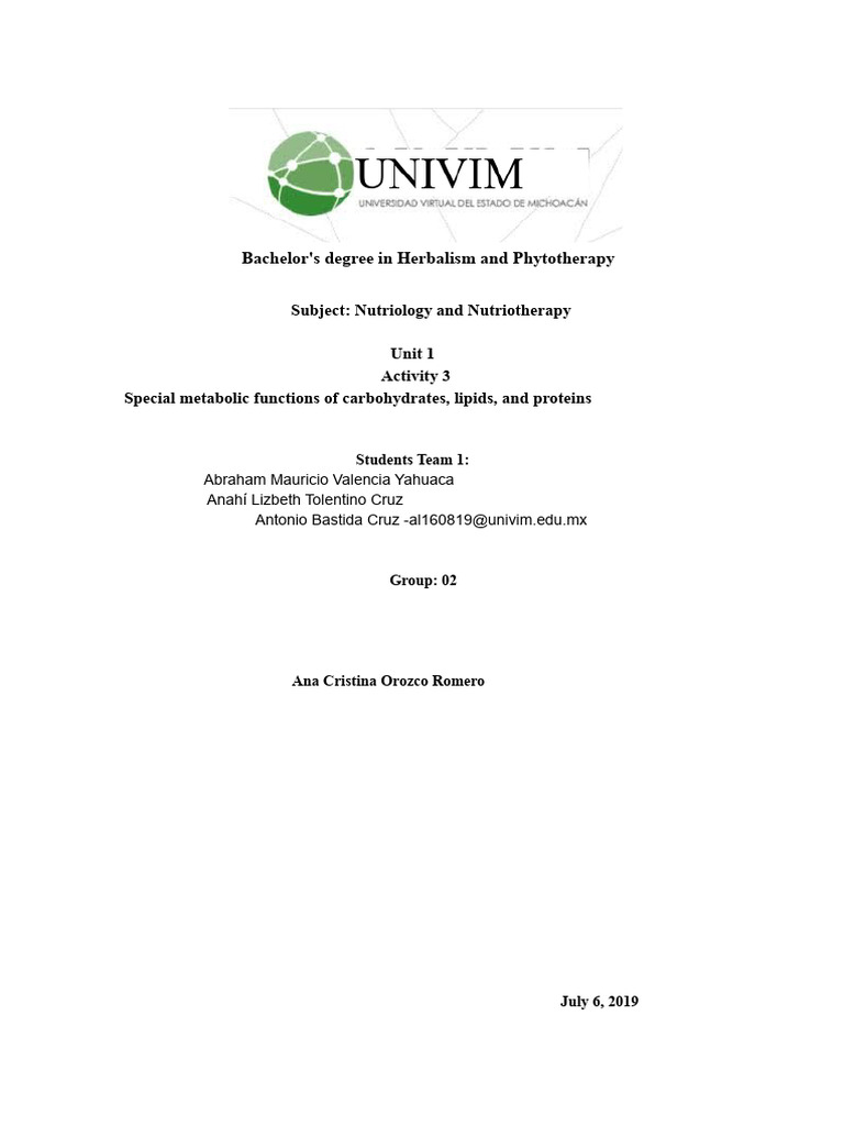Special Metabolic Functions | PDF | Nutrients | Homeostasis