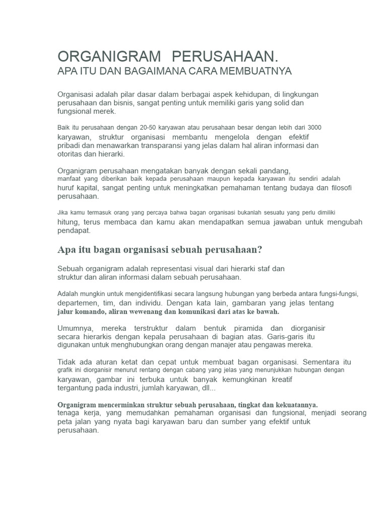 Memahami Organigram Perusahaan | PDF
