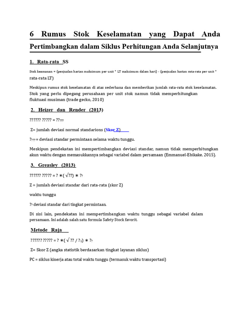 6 Rumus Stok Pengaman Yang Bisa Anda Pertimbangkan Dalam Siklus ...