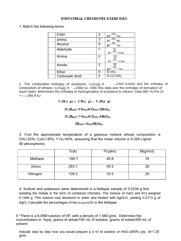 Industrial Chemistry Exercises | PDF | Magnesium | Chemistry
