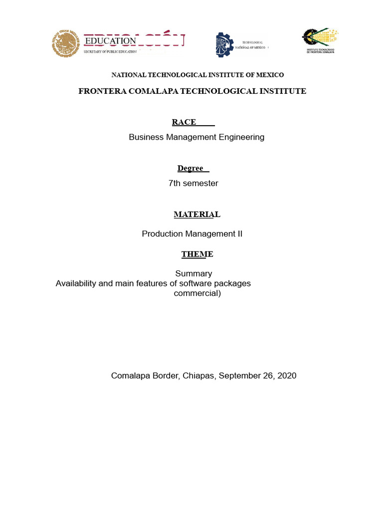 Availability and Main Features of Commercial Software Packages | PDF ...