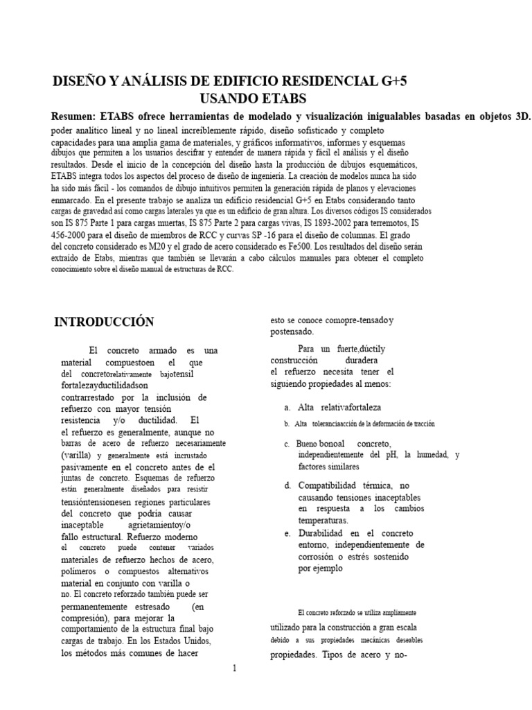 Análisis de Edificio Residencial G+5 en ETABS | PDF | Hormigón ...