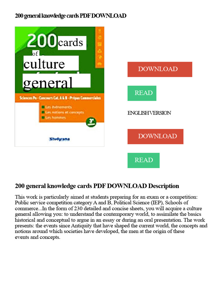 200 General Knowledge Sheets PDF DOWNLOAD Description | PDF