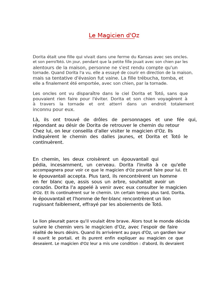Le Magicien D'oz | PDF