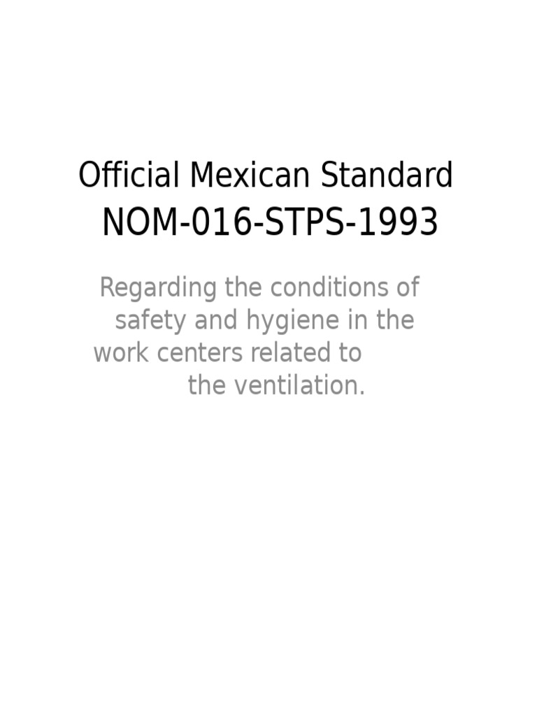 Mexican Official Standard NOM 016 STPS 1993 | PDF | Pressure ...