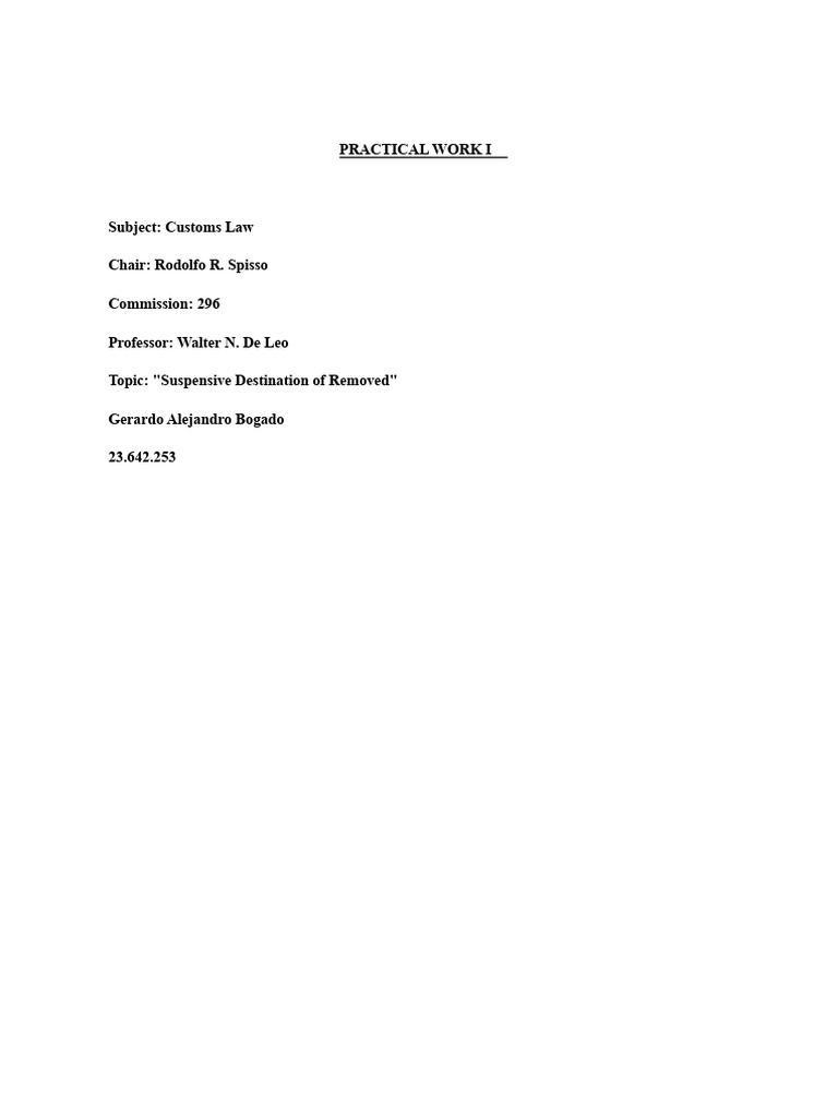 Suspensive Destination of Removed TP | PDF | Customs | Justice