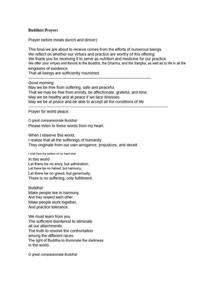 Buddhist Sentences | PDF | Prayer | Compassion