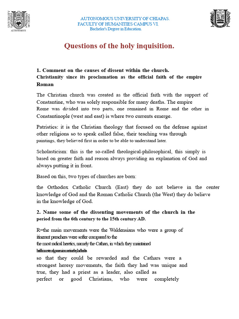 Questions of The Holy Inquisition | PDF | Catharism | Inquisition