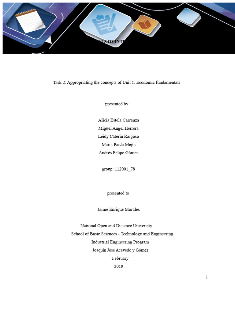 Task 2 Appropriating The Concepts of Unit 1 Economic Fundamentals ...