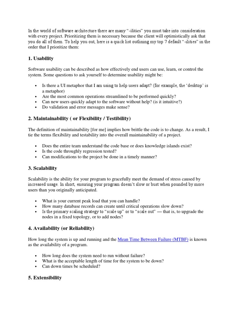 7 Default - Ilities - For Software Architecture | PDF | Scalability ...