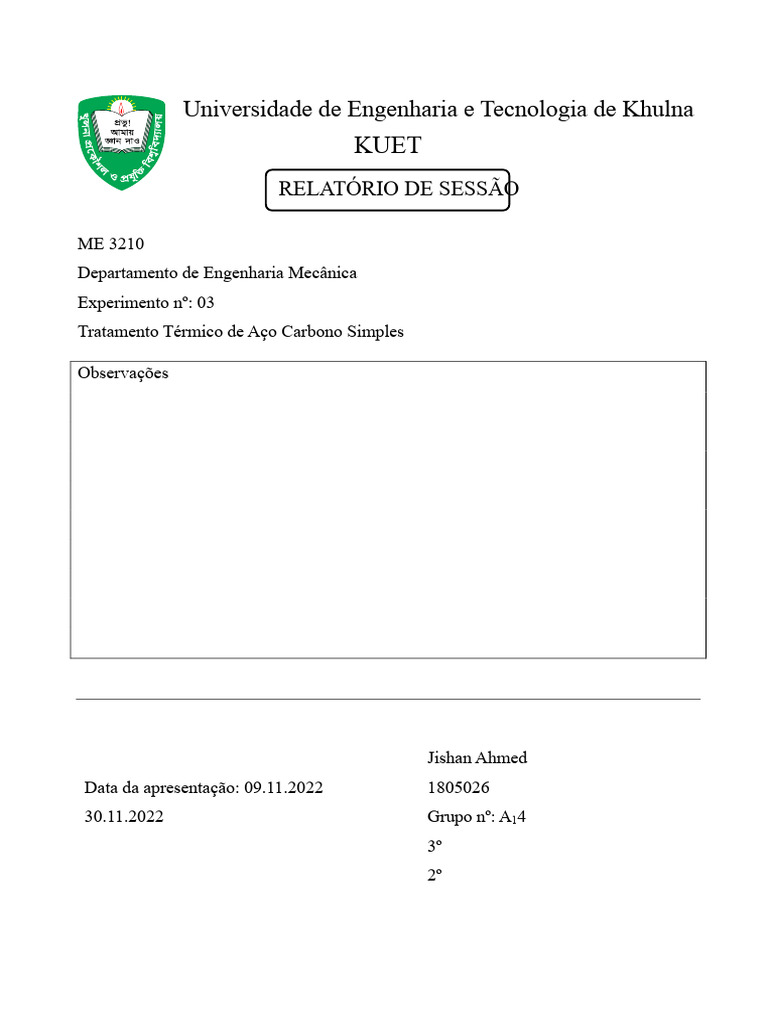 Tratamento Térmico de Aço Carbono: ME 3210 | PDF | Metais | Tratamento ...