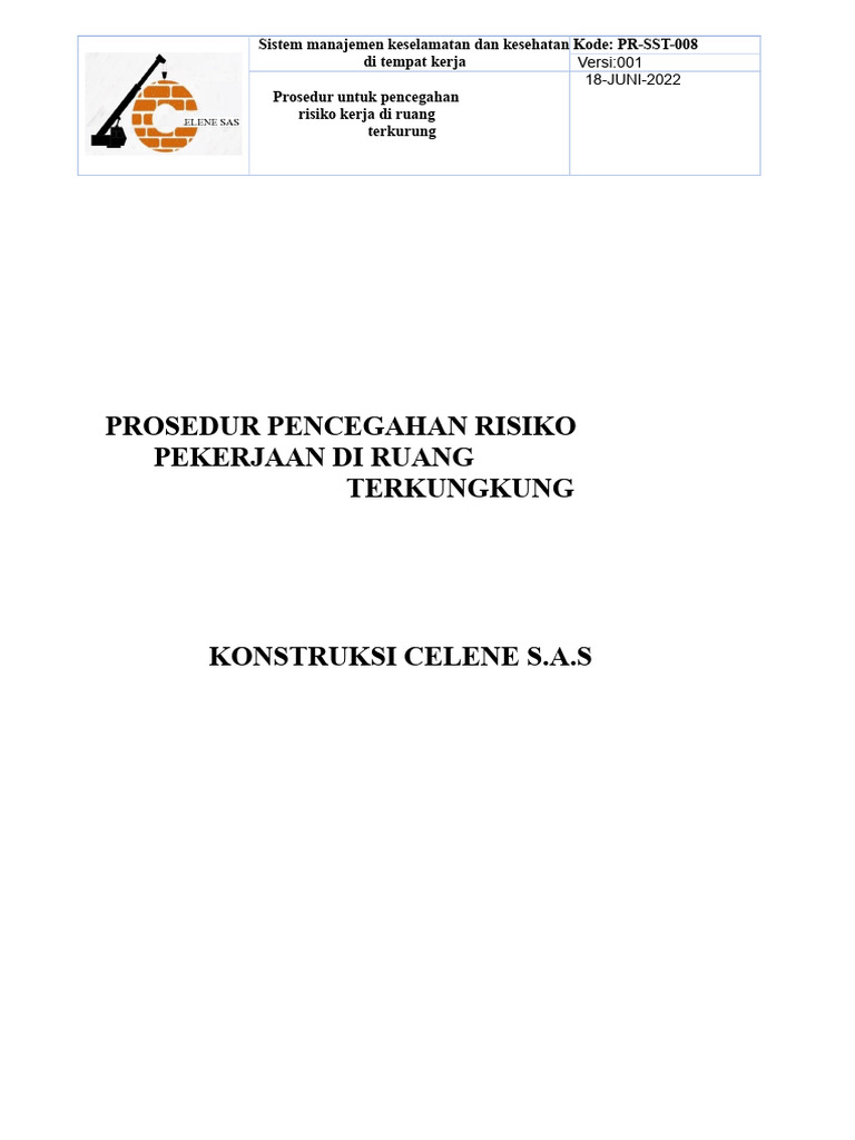 Prosedur Ruang Terbatas | PDF