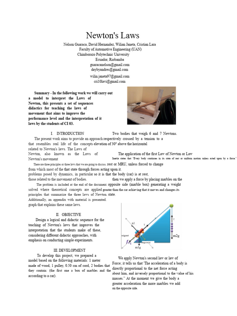 Newton's Laws PDF | PDF | Force | Newton's Laws Of Motion
