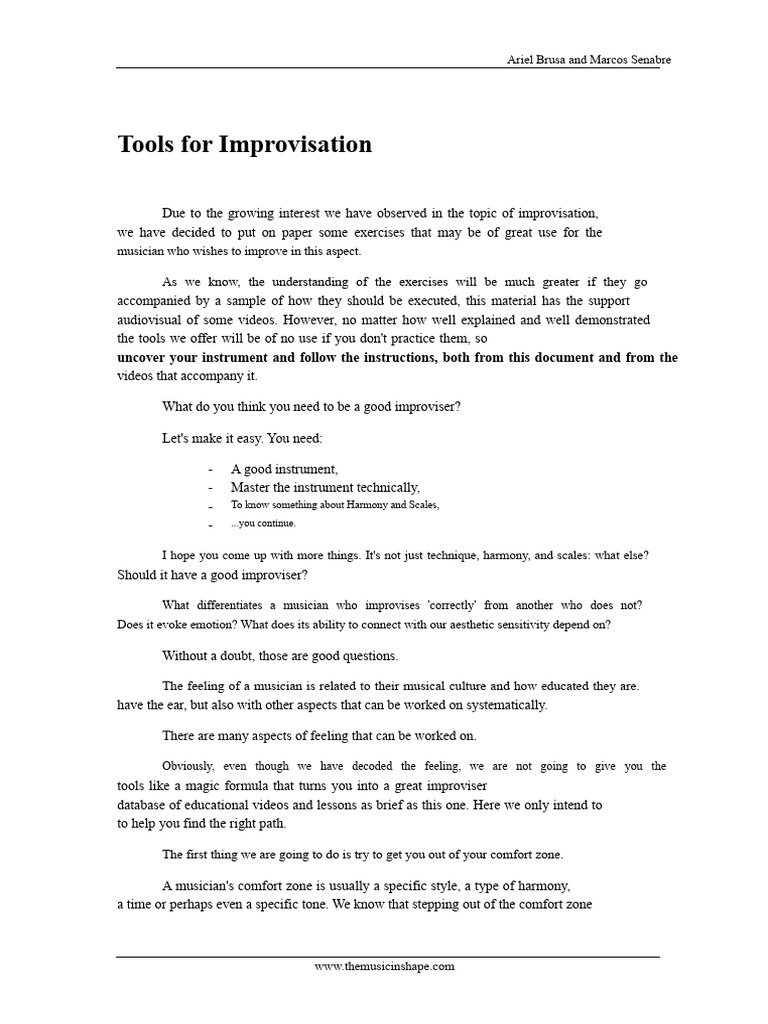 Improvisation Exercises for Musicians | PDF | Chord (Music) | Scale (Music)