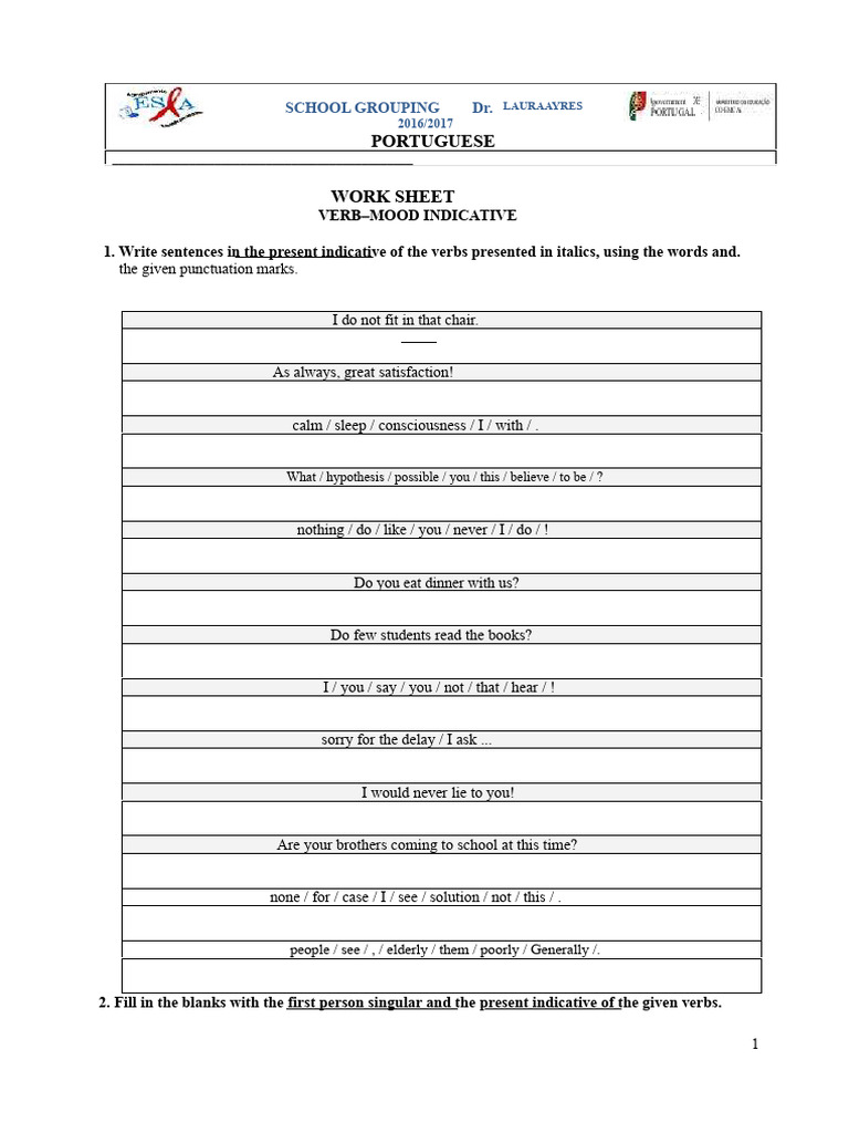 Verbs and Sentence Conjugation Exercises | PDF | Grammatical Tense ...