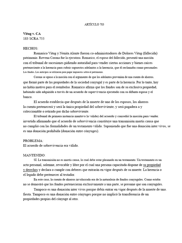 Vitug vs. CA | PDF | Donación | Herencia