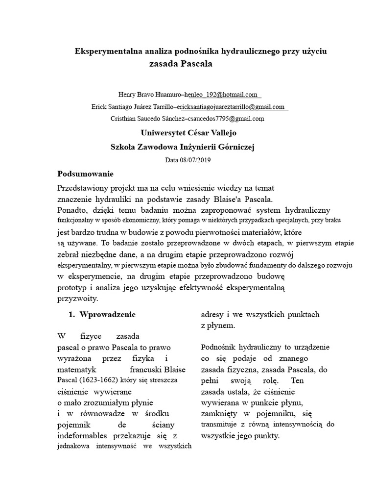 Raport Hydrauliczny Kot | PDF