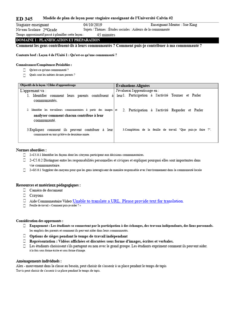 Leçon D'unité 4 - Les Aides Communautaires | PDF | Apprentissage