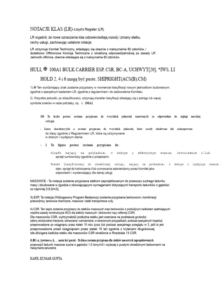 Notacja Klasy | PDF