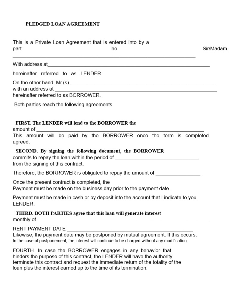 Pledge Loan Agreement | PDF | Loans | Guarantee