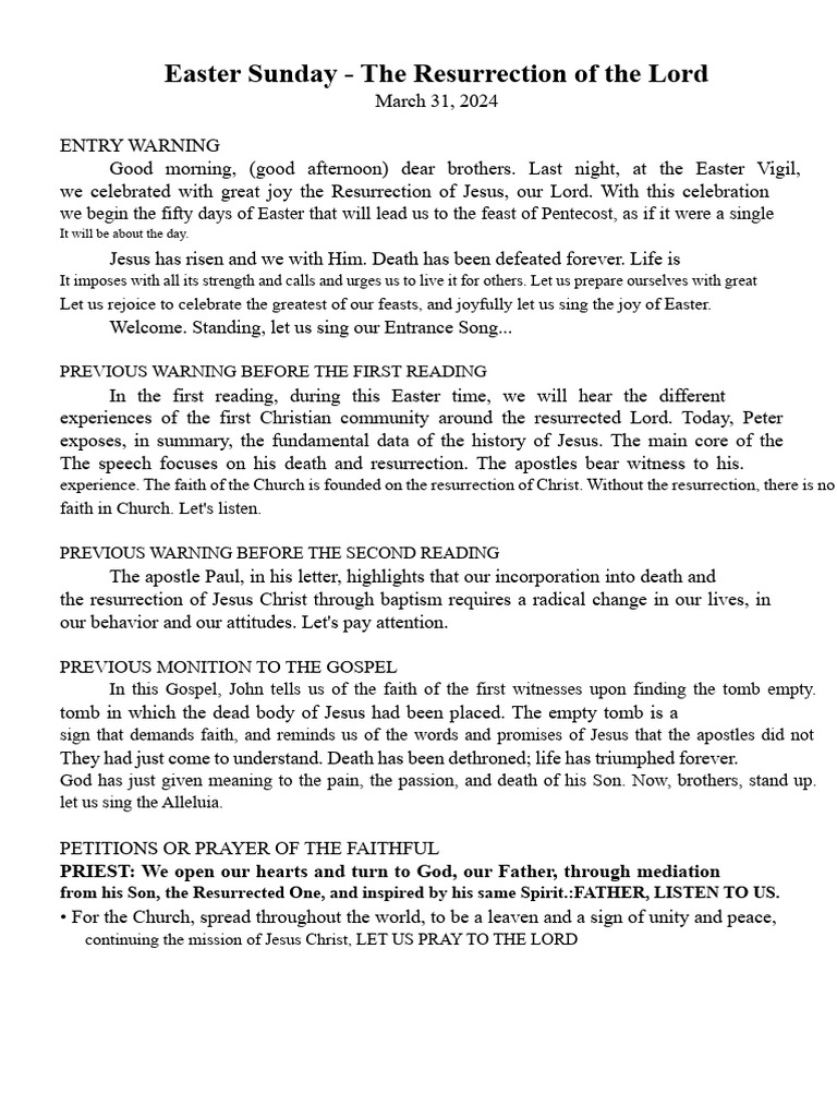 Exhortations - Easter of The Resurrection | PDF | Resurrection Of Jesus ...