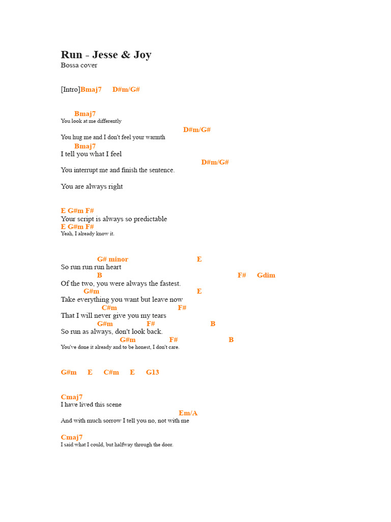 Run - Jesse & Joy - Bossa | PDF