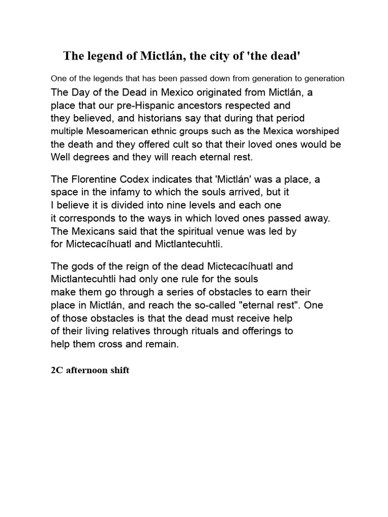 Mictlán: The City of the Dead Legend | PDF