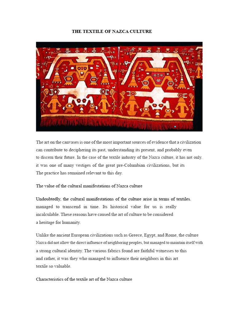 The Textile Industry of The Nazca Culture | PDF | Textiles | Weaving