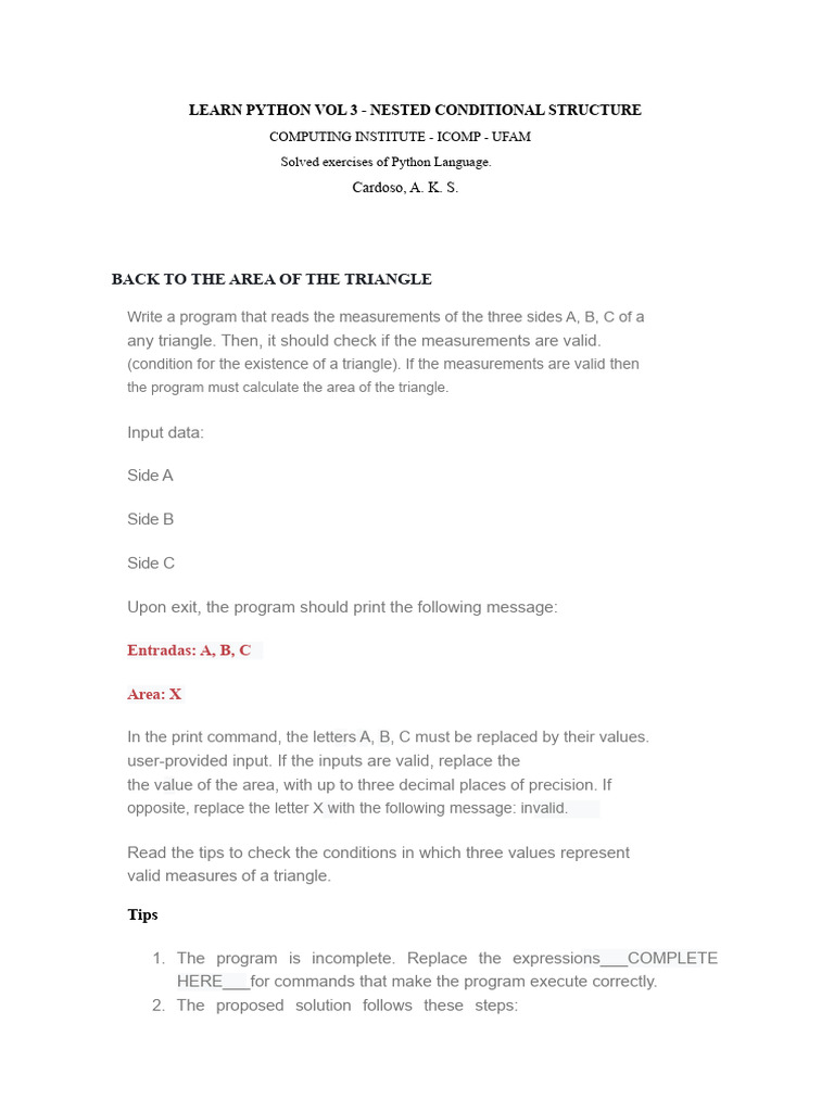 Python Exercises: Conditional Structures | PDF | Function (Mathematics ...